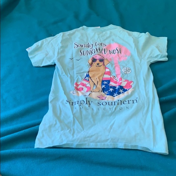 Simply Southern | Tops | Simply Southern Dog And Flag Tshirt | Poshmark